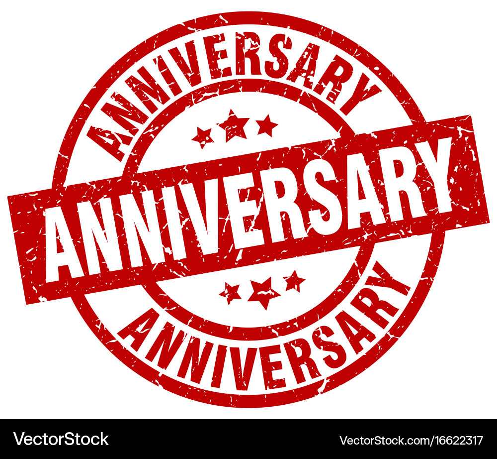 Anniversary round red grunge stamp Royalty Free Vector Image