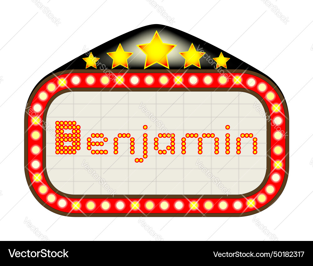 Benjamin name movie theatre marquee Royalty Free Vector