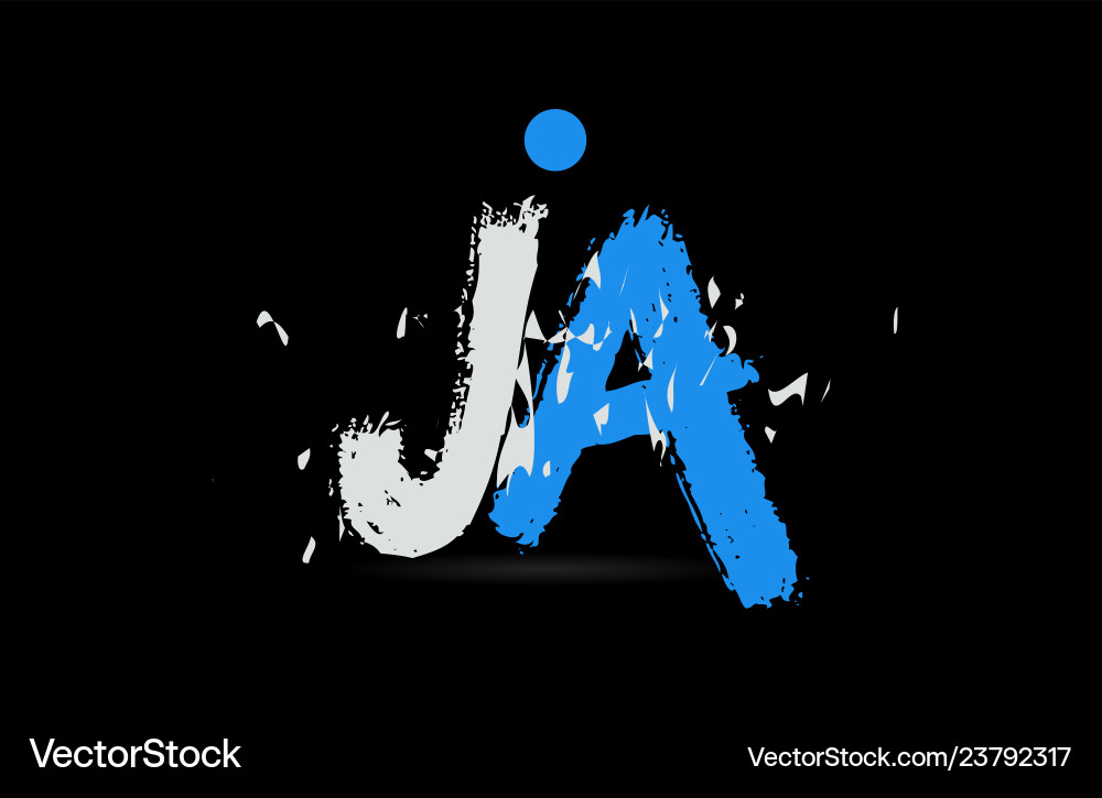 Blue white alphabet letter combination ja j a Vector Image