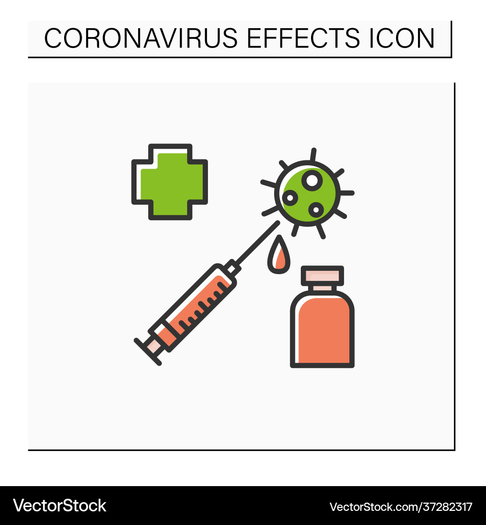 Covid19 vaccination color icon Royalty Free Vector Image