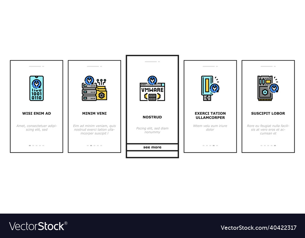 Data recovery computer processing onboarding icons