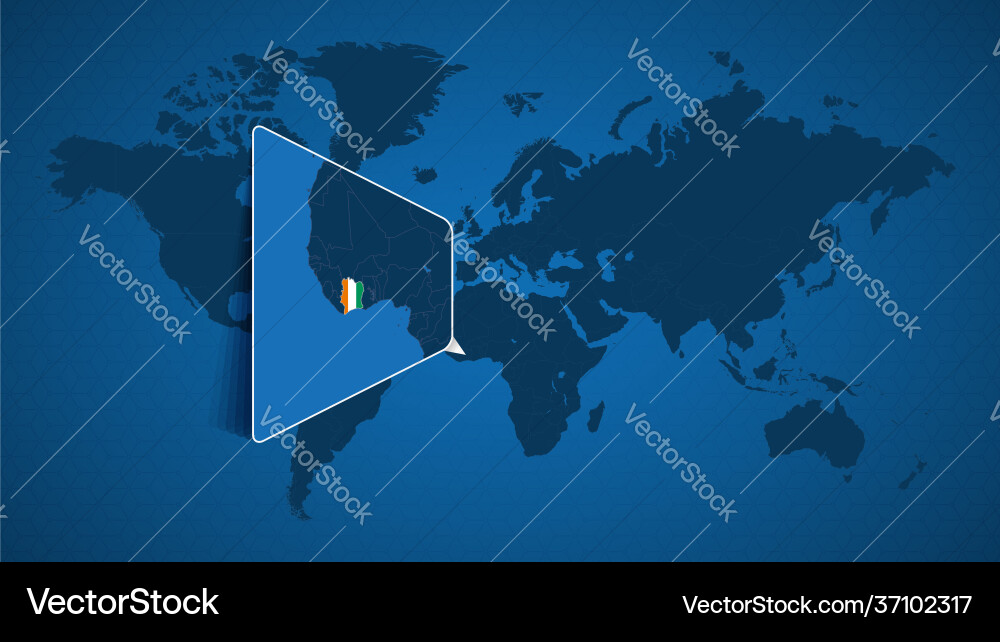Detailed world map with pinned enlarged Royalty Free Vector