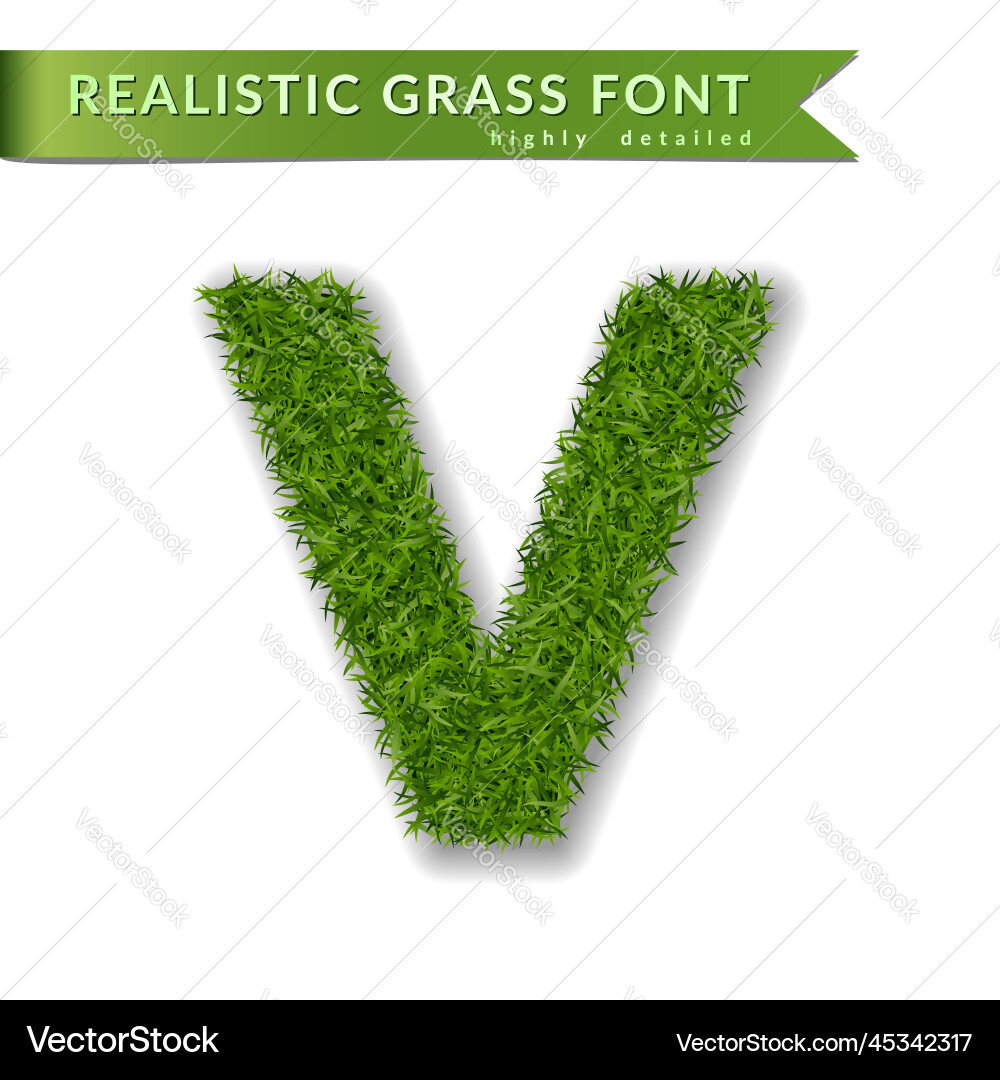Grass letter v alphabet 3d design capital Vector Image