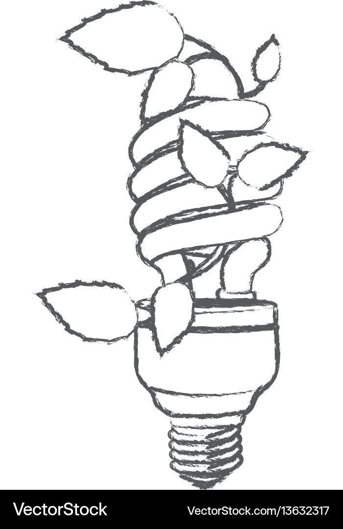 Monochrome sketch with spiral fluorescent bulb Vector Image