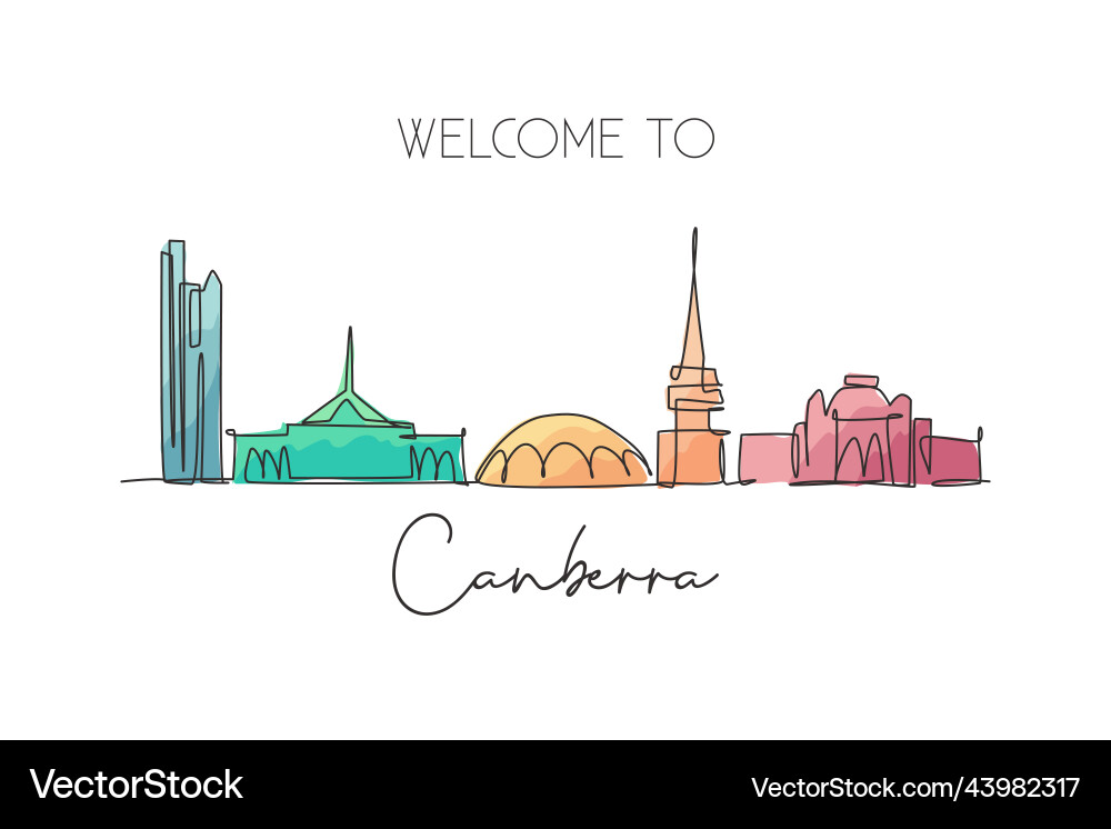 One single line drawing canberra city skyline Vector Image