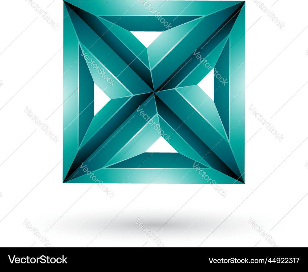Persian green 3d geometrical embossed square Vector Image