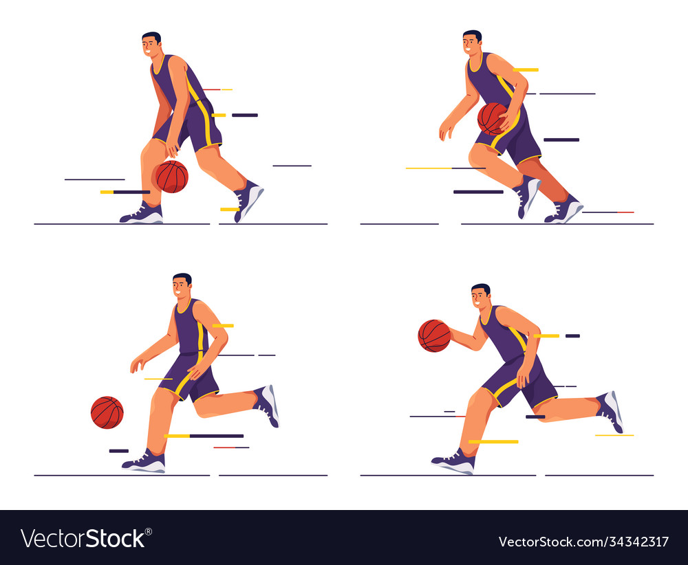 Set a basketball player Royalty Free Vector Image