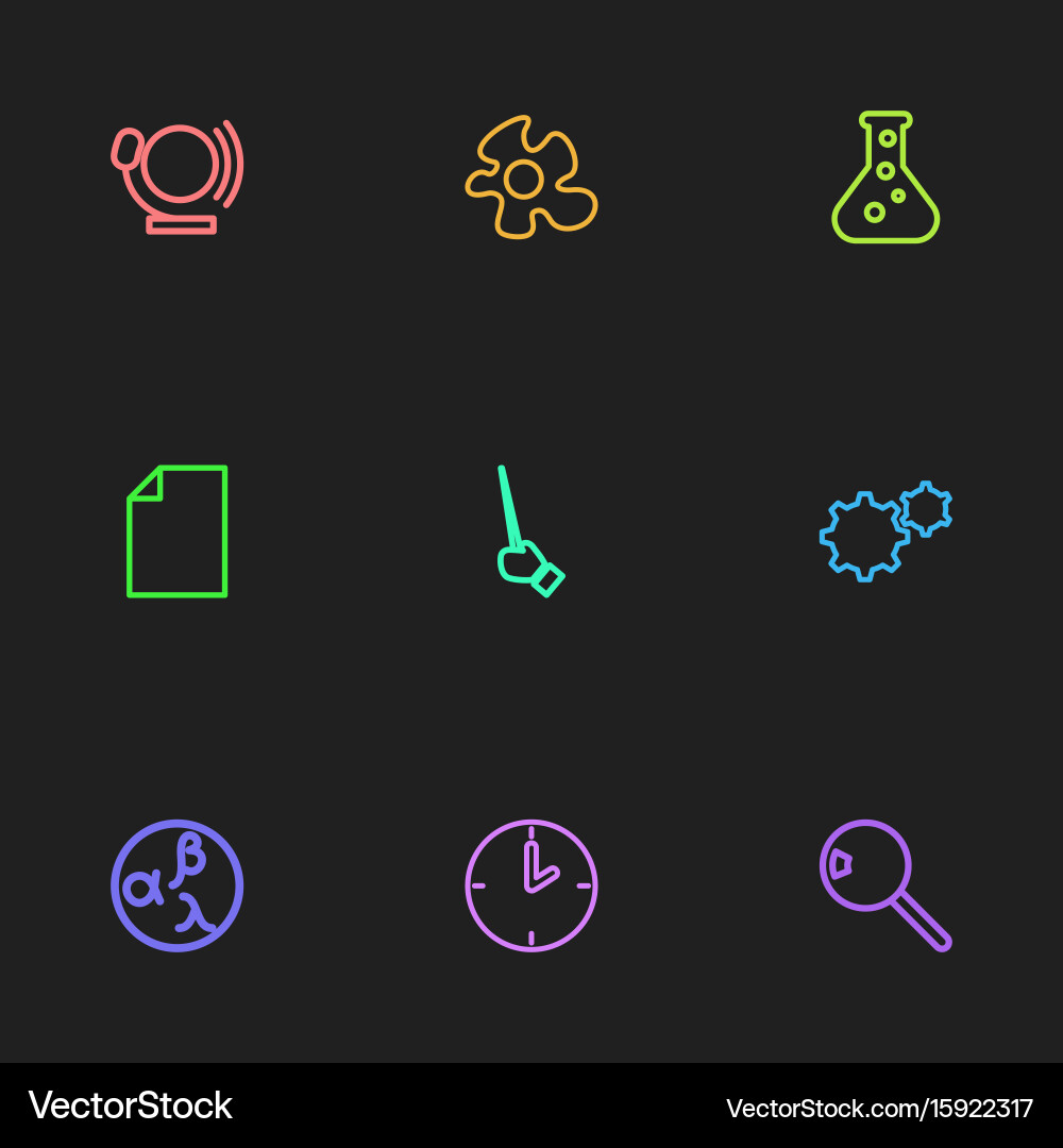 Set of 9 editable science outline icons includes Vector Image