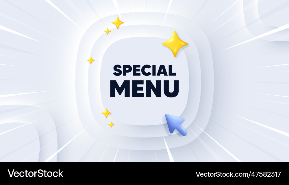Special menu tag kitchen food offer neumorphic Vector Image