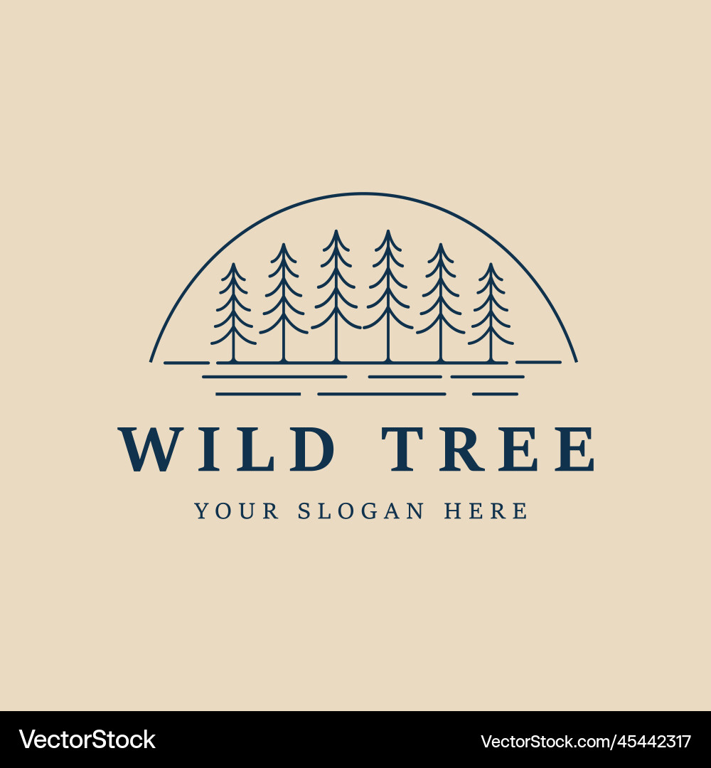 Wild tree line art logo icon and symbol Royalty Free Vector