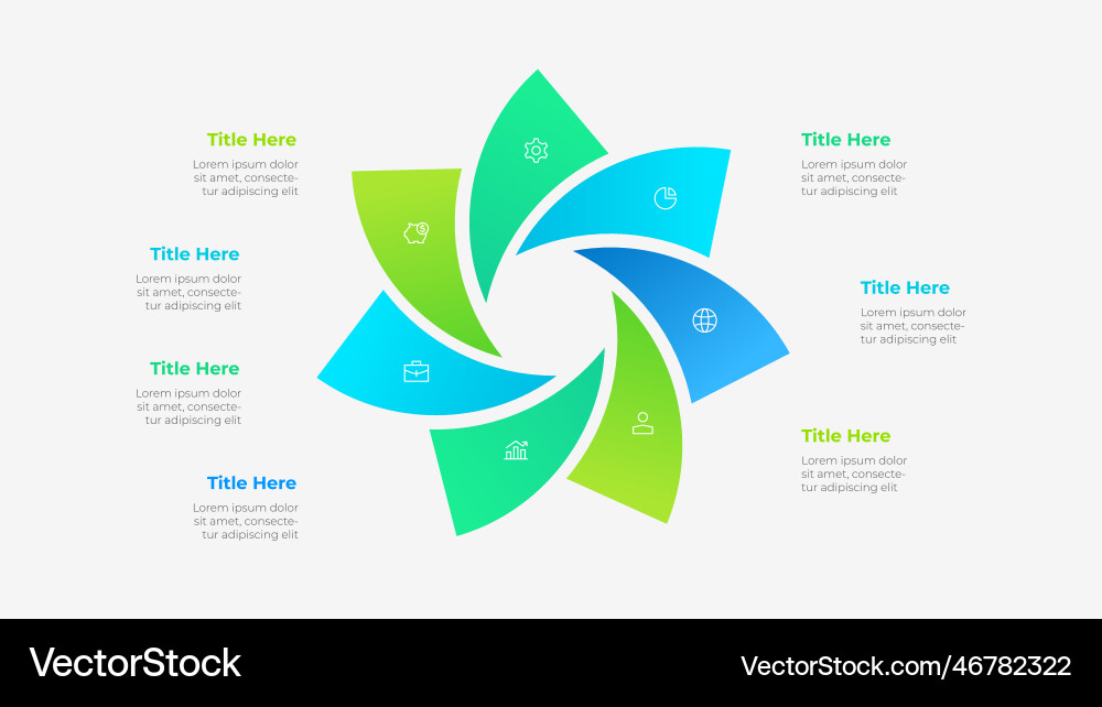 Abstract diagram divided into 7 segments concept Vector Image