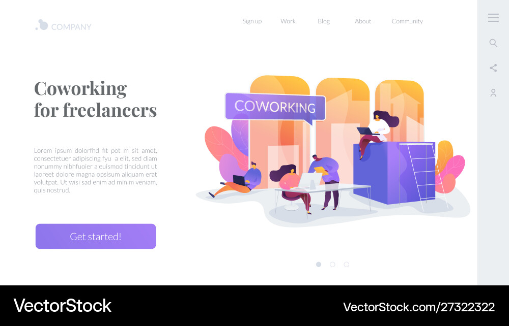 Coworking landing page concept Royalty Free Vector Image