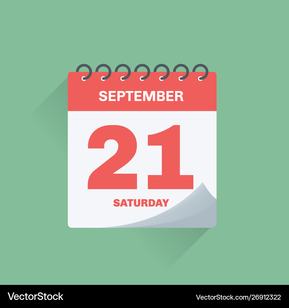 Day calendar with date september 21 Royalty Free Vector