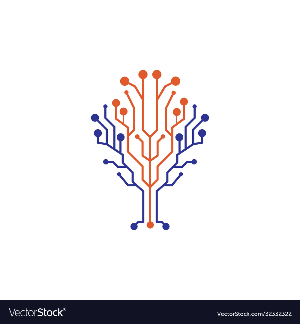 Digital tree logo design Royalty Free Vector Image