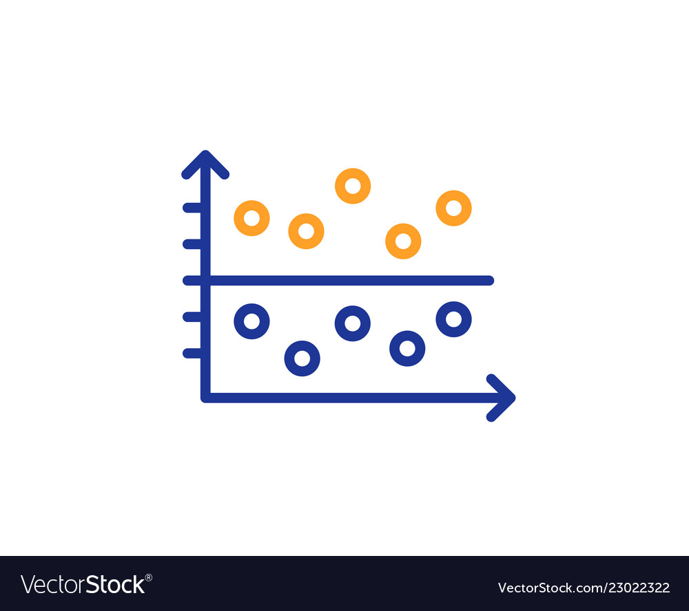 Dot plot graph line icon presentation chart sign Vector Image