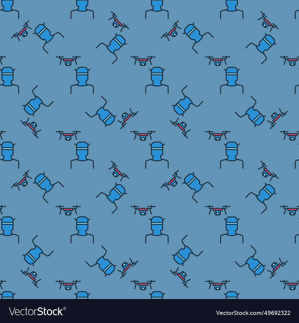 Fpv Quadcopter And Man Drone Colored Seamless Vector Image