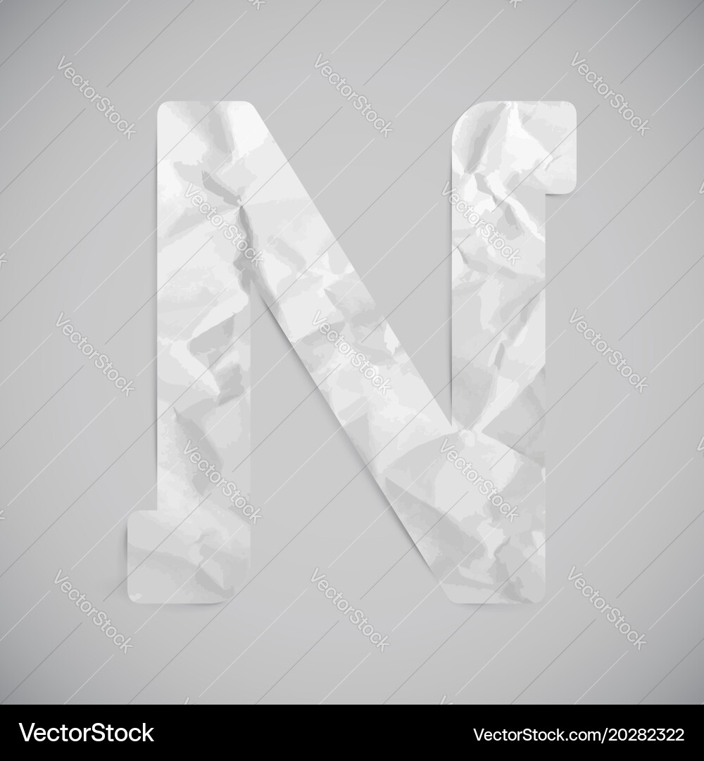 Letter made by crumpled paper with shadows Vector Image