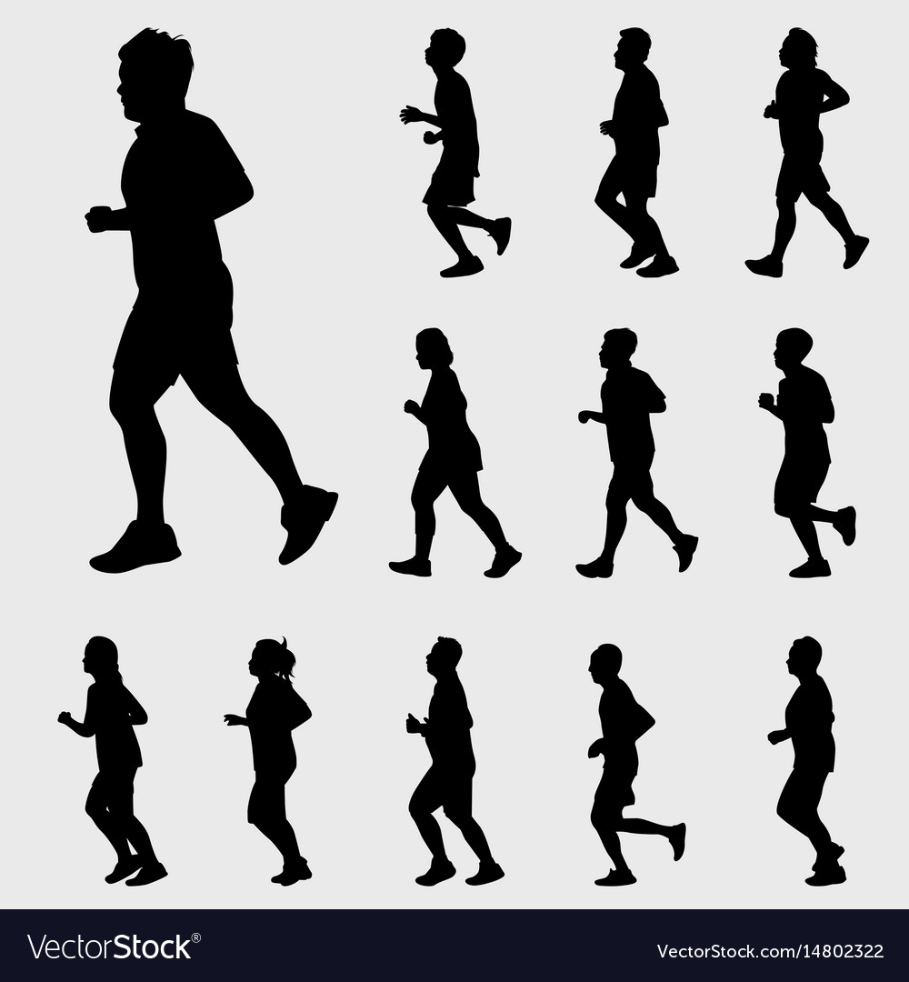 Man and woman running silhouettes Royalty Free Vector Image
