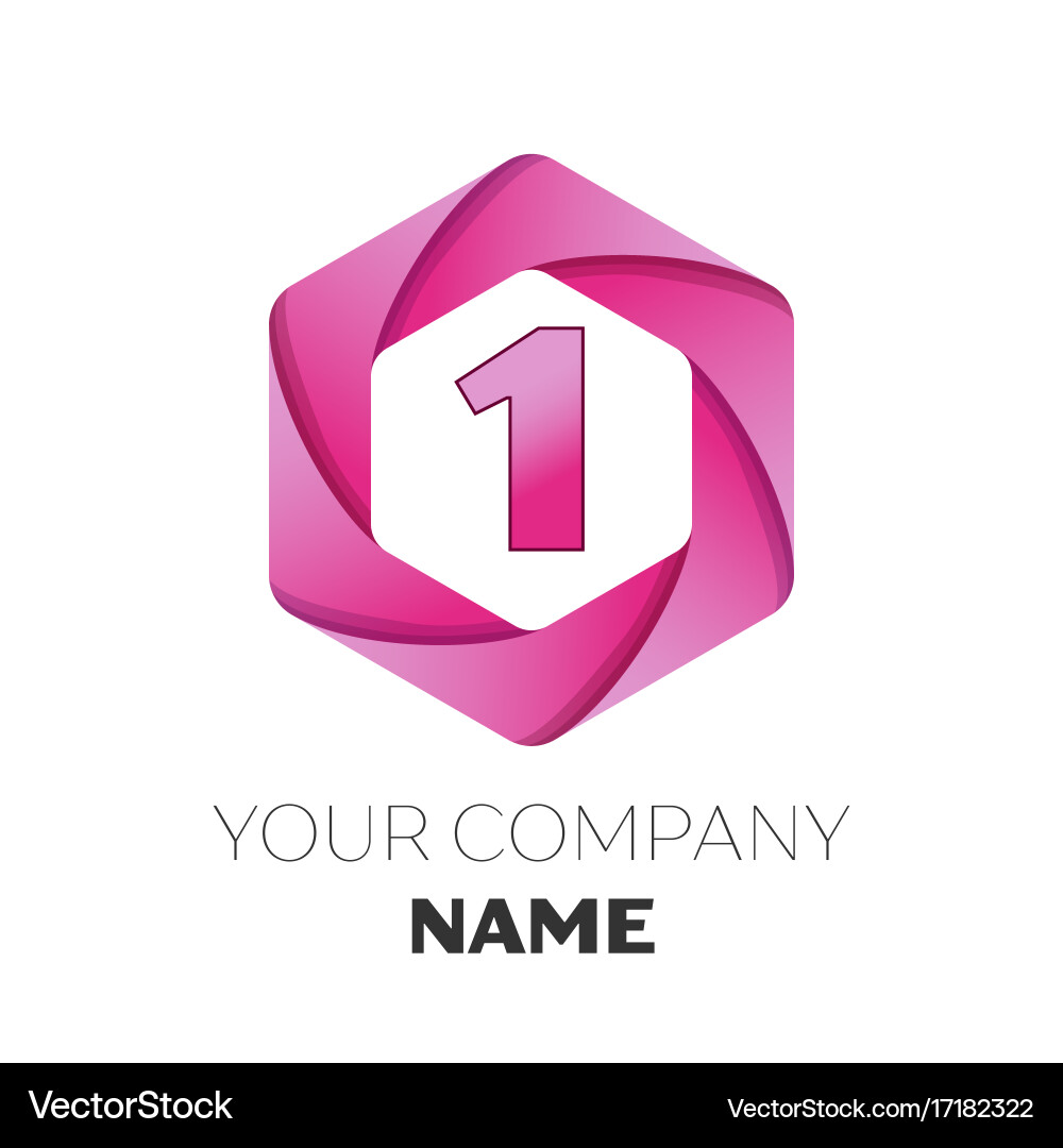Number one logo in the colorful hexagonal Vector Image