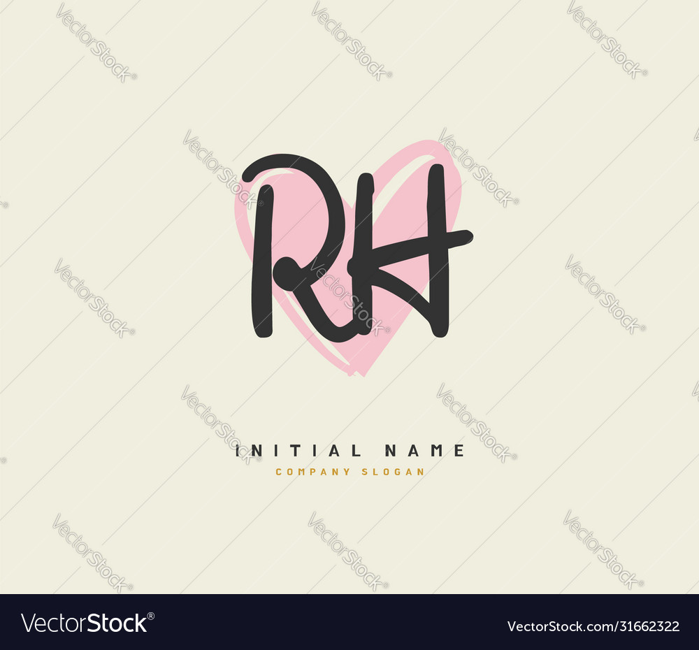 R h rh beauty initial logo handwriting Royalty Free Vector