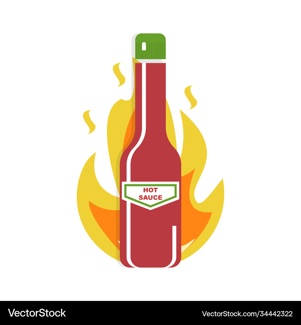Sauce bottle with icon fire hot symbol Royalty Free Vector