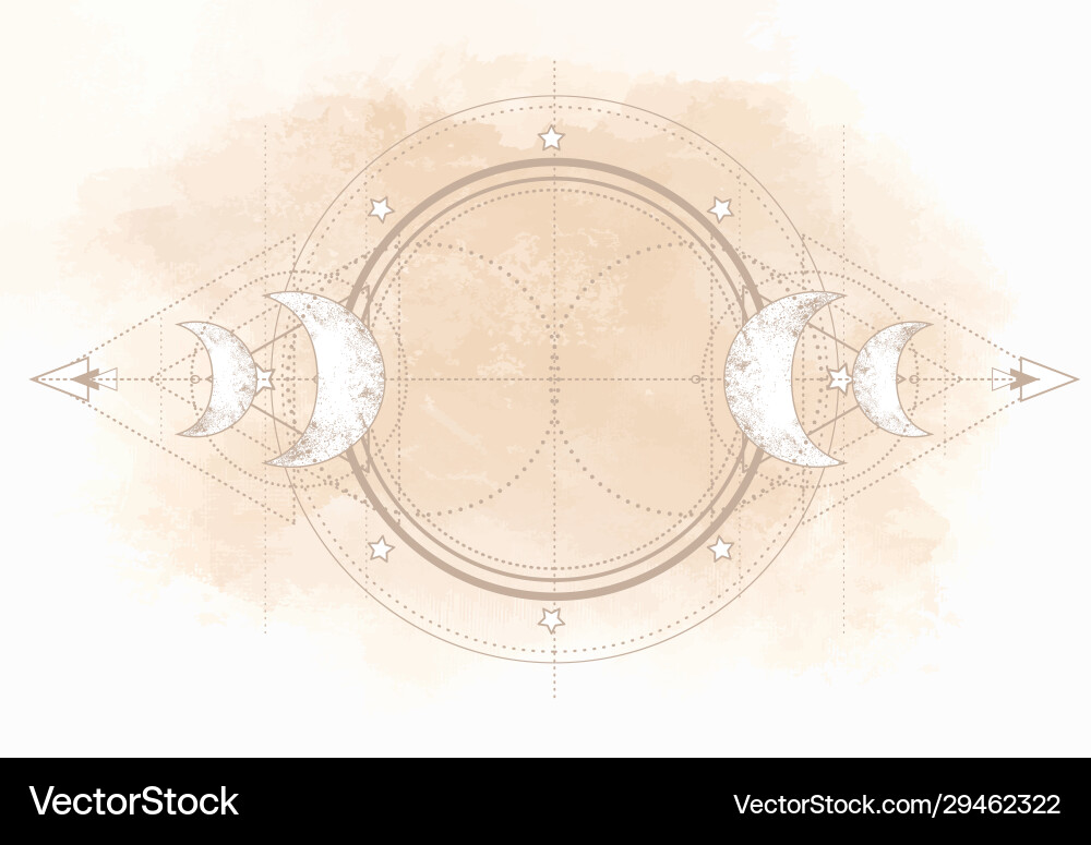 Triple moon pagan wicca goddess symbol three Vector Image