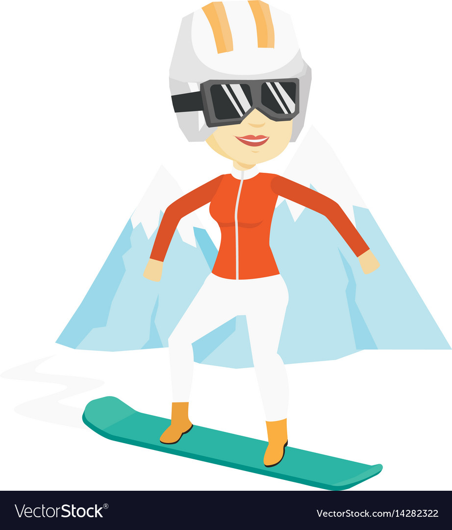 Young woman snowboarding Royalty Free Vector Image