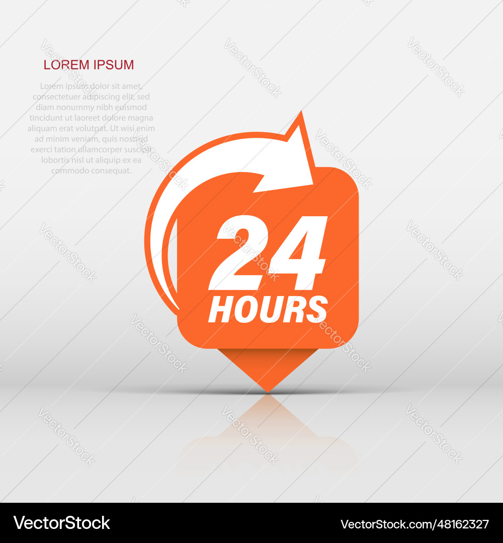 24 hours service icon in flat style all day Vector Image