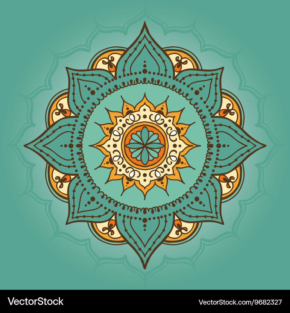 Circular floral ornament template for tattoo Vector Image