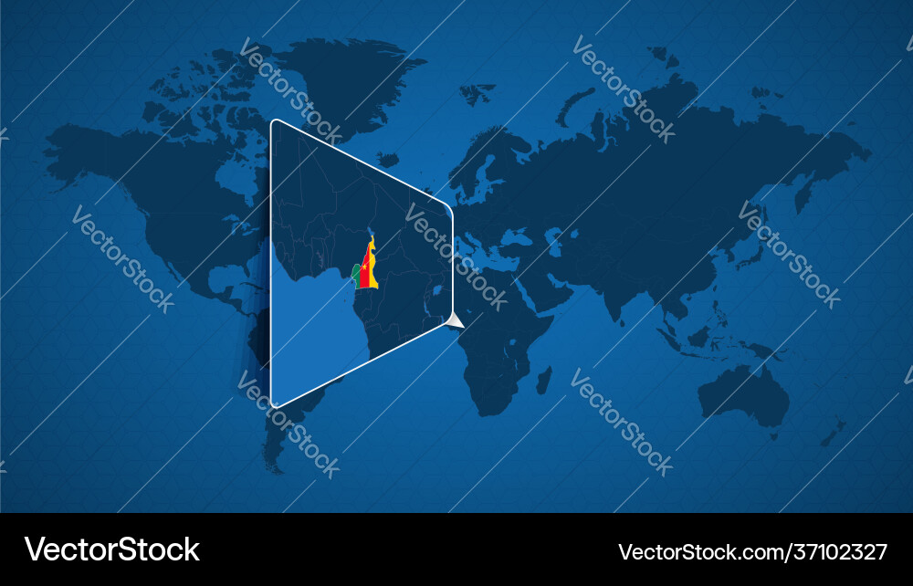 Detailed world map with pinned enlarged map Vector Image