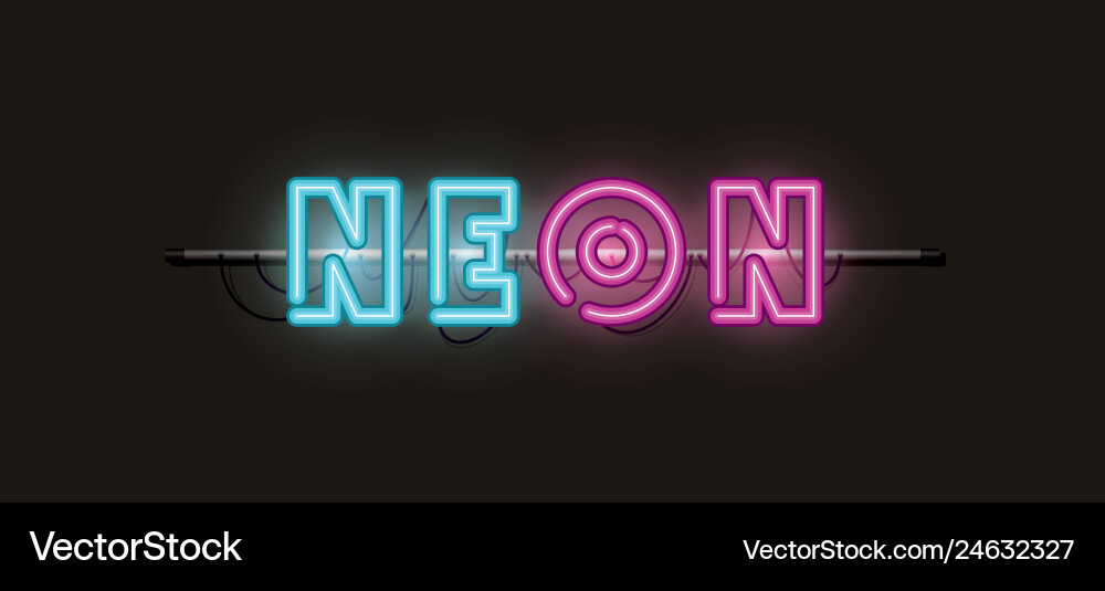 Fonts neon lights icons Royalty Free Vector Image