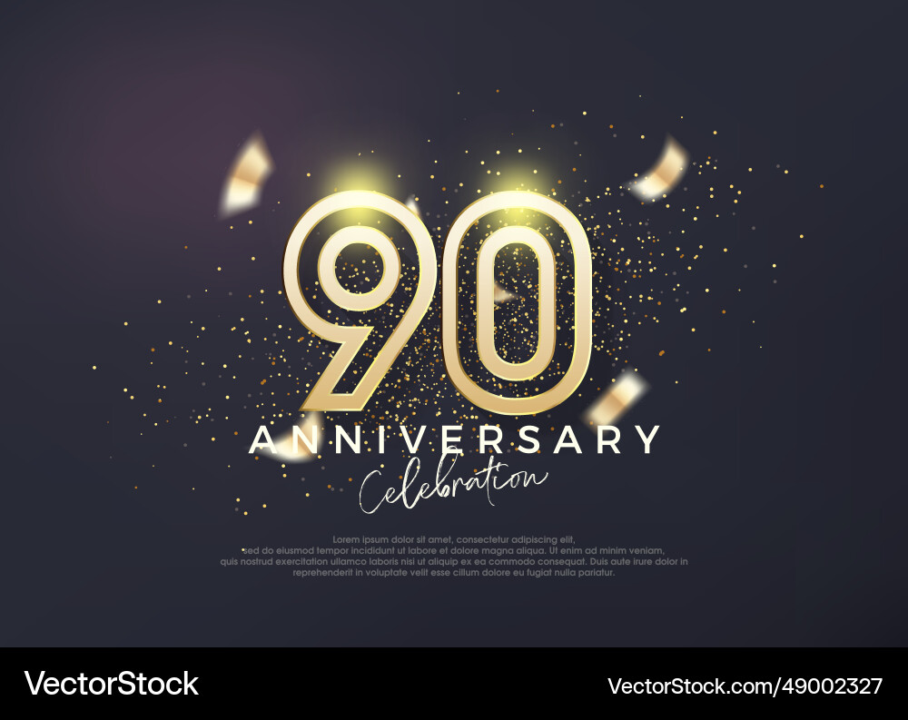 Gold line design for 90th anniversary celebration Vector Image