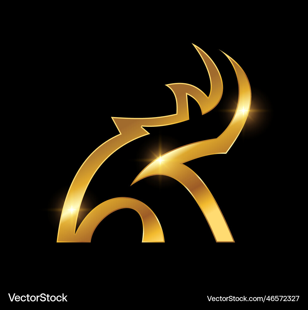 Golden rhino logo icon Royalty Free Vector Image