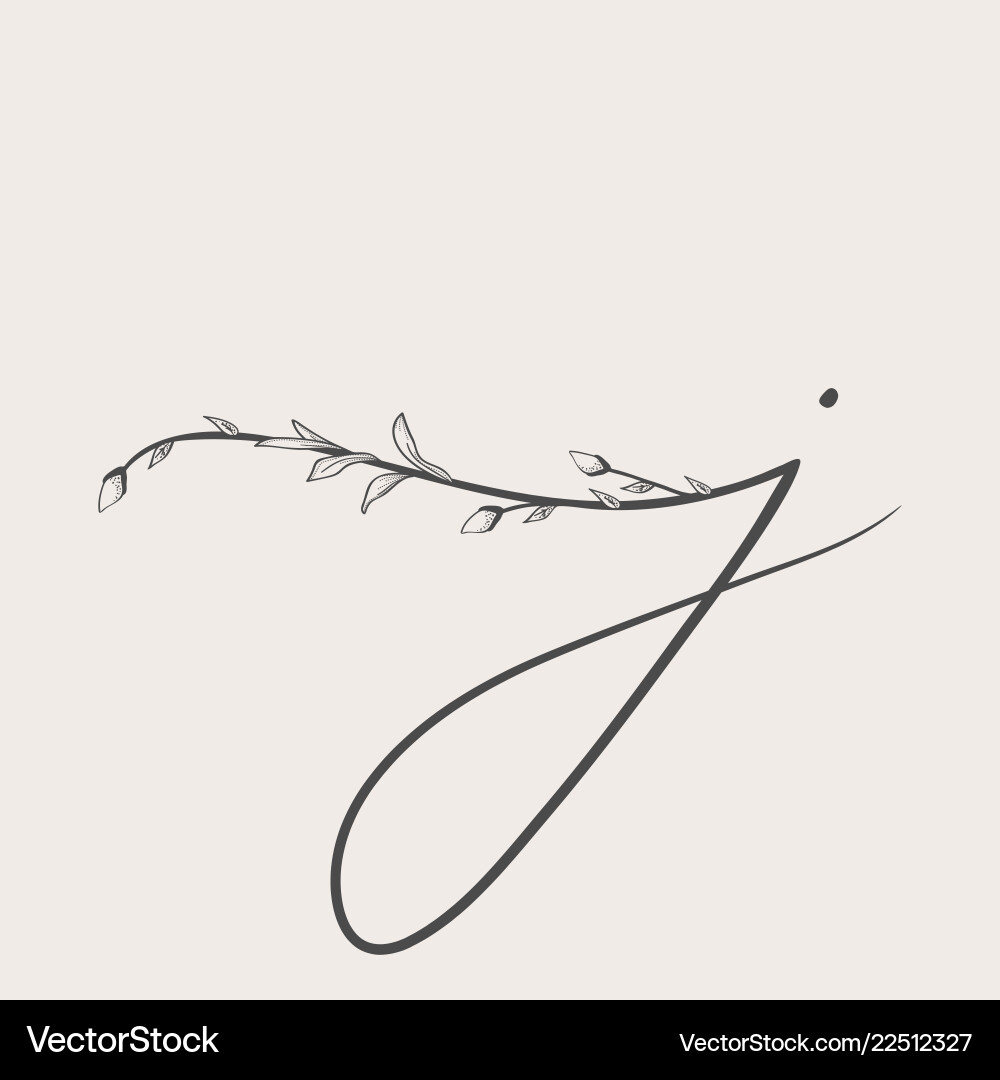 Hand drawn floral j monogram and logo Royalty Free Vector