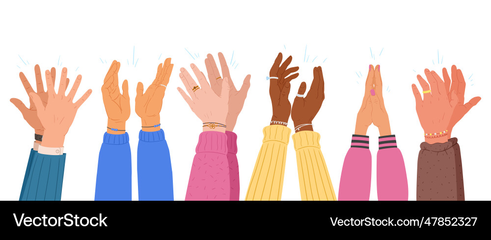 Human hands applauding cartoon applause hands Vector Image