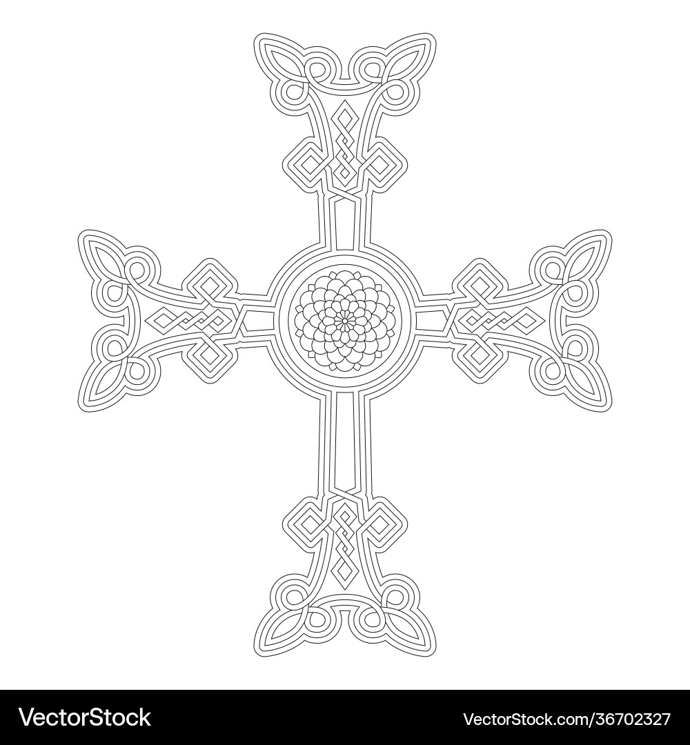Icon with ancient armenian symbol khachkar Vector Image