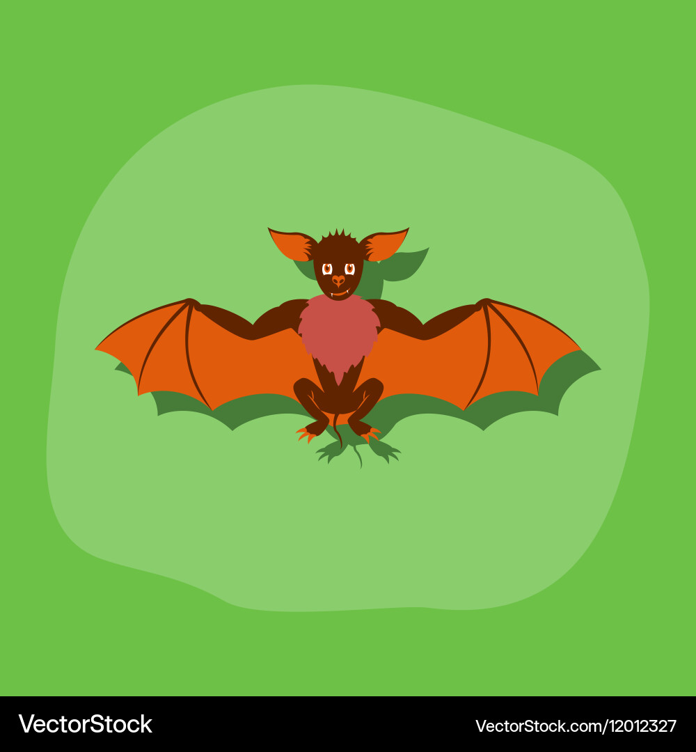 Paper sticker on stylish background cute bat Vector Image