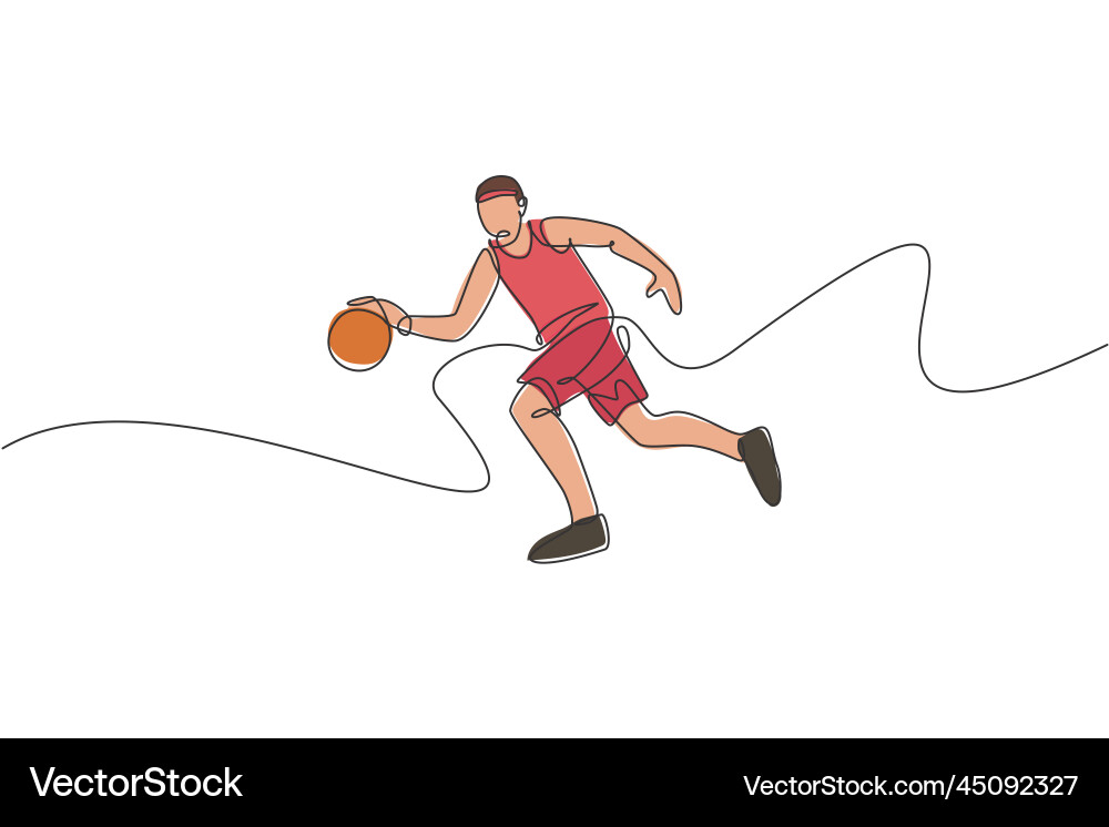 Single continuous line drawing of young healthy Vector Image