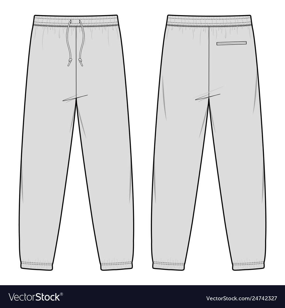 Sweat Pants Fashion Flat Sketch Template Vector Image