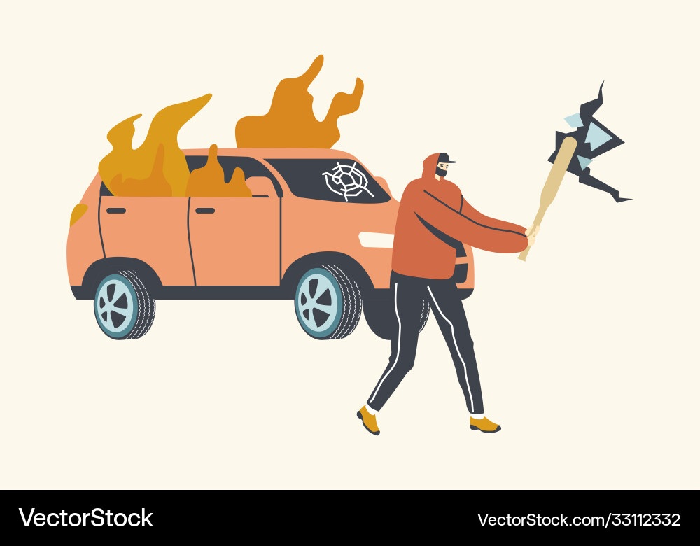 Aggressive looter male character with hidden faces