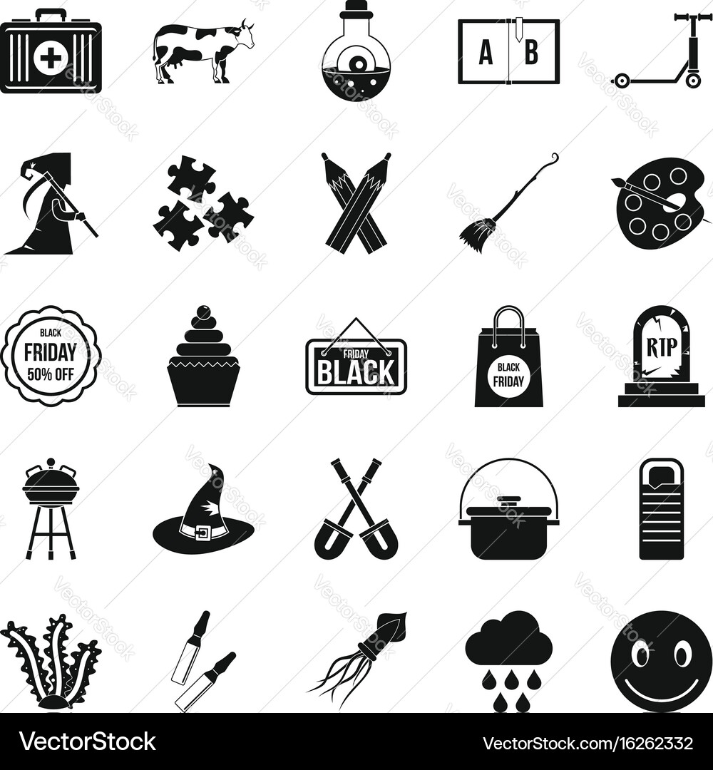 Autumn holidays icons set simple style Royalty Free Vector