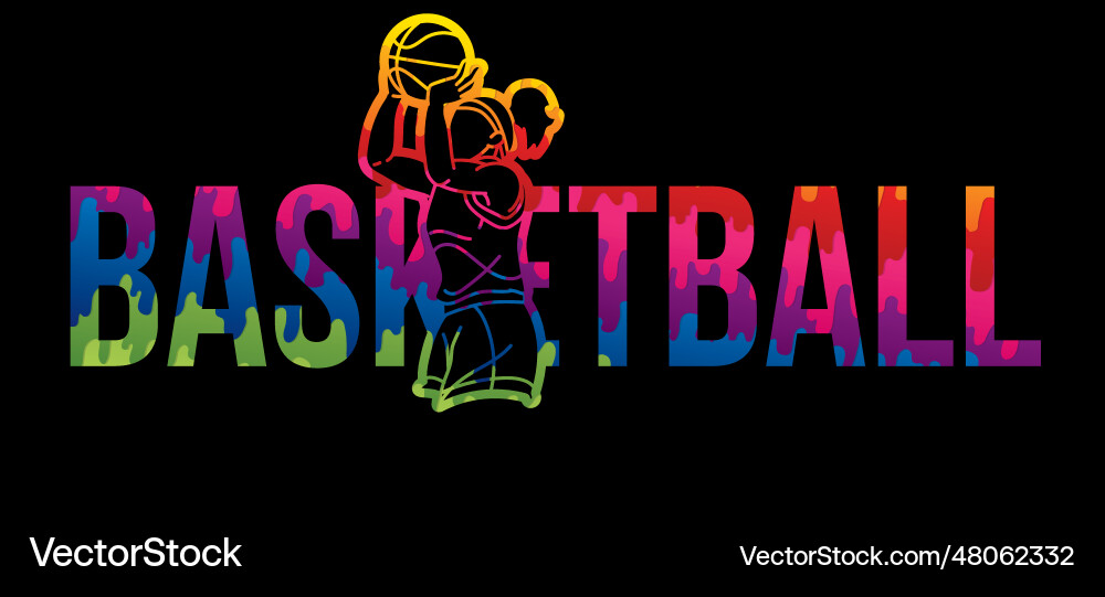 Basketball text designed with female sport player Vector Image