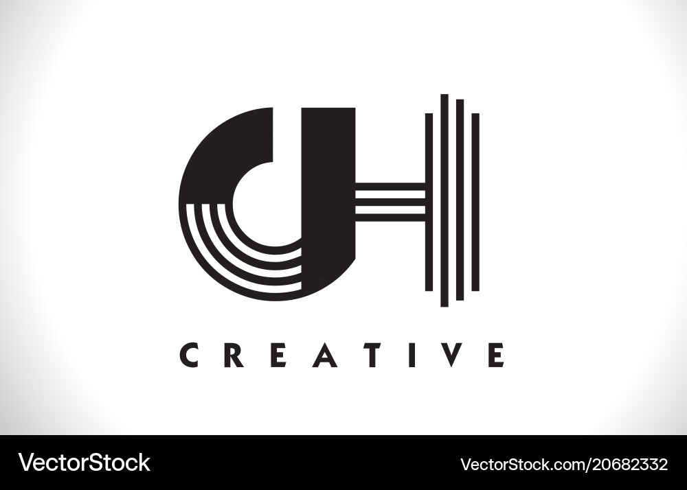 Ch logo letter with black lines design line Vector Image