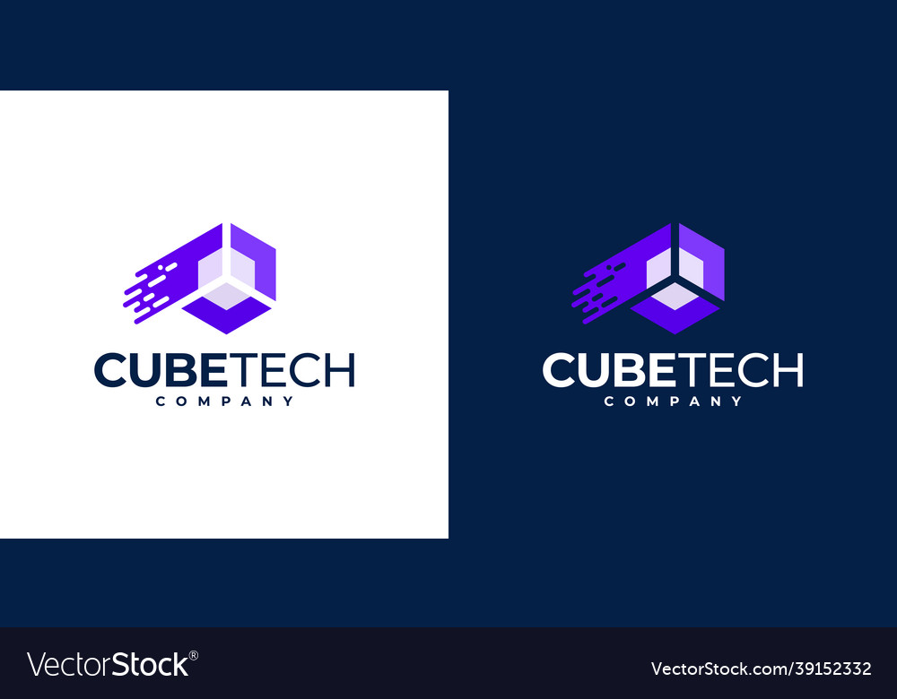 Creative cube tech logo design inspiration Vector Image