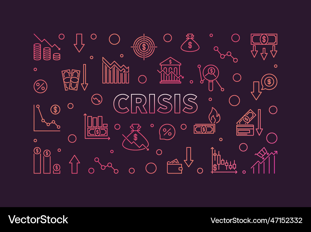 Crisis horizontal colored banner - economy Vector Image