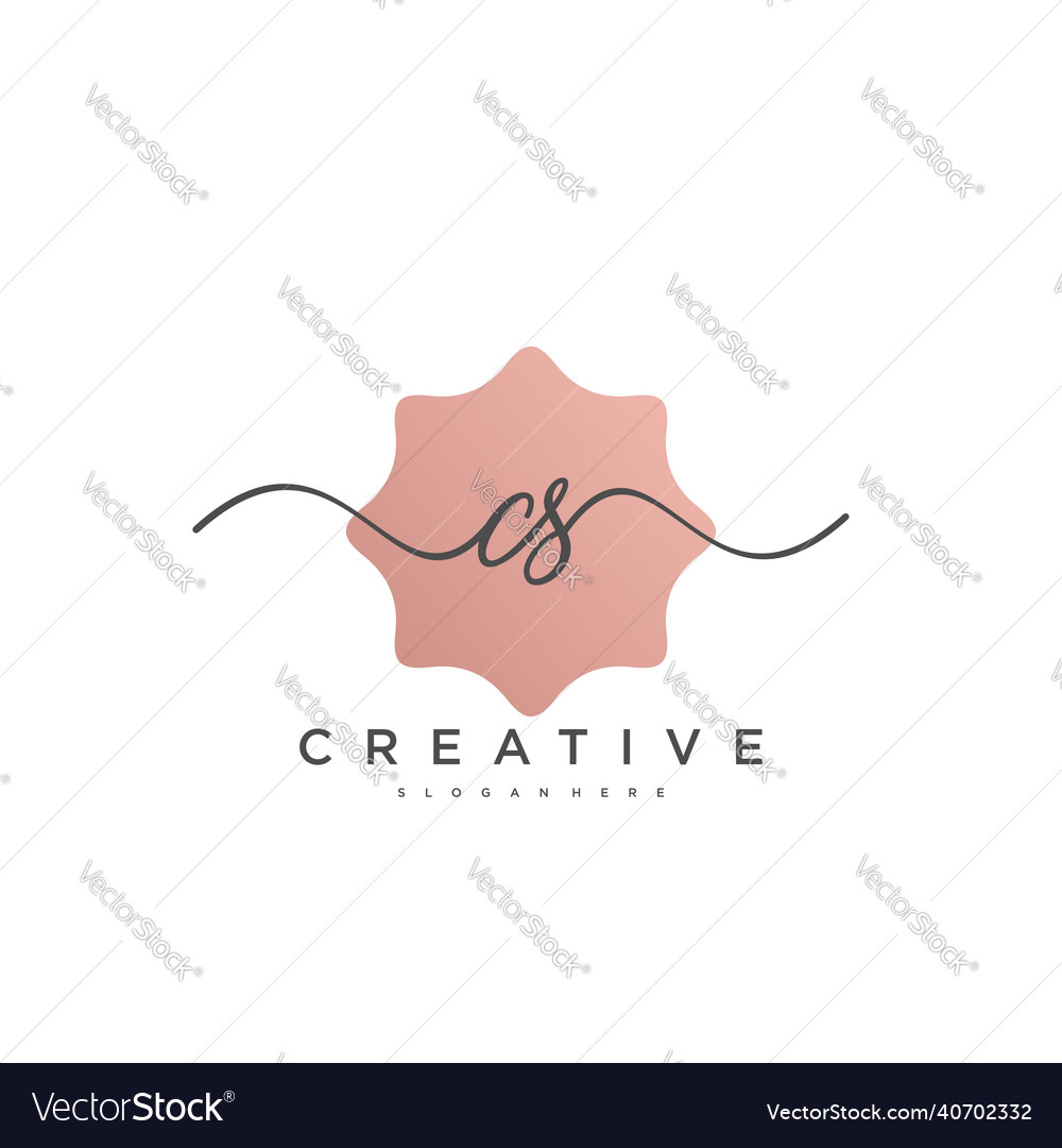 Cs initial handwriting minimalist geometric logo Vector Image Cs initial handwriting minimalist geometric logo Vector Image