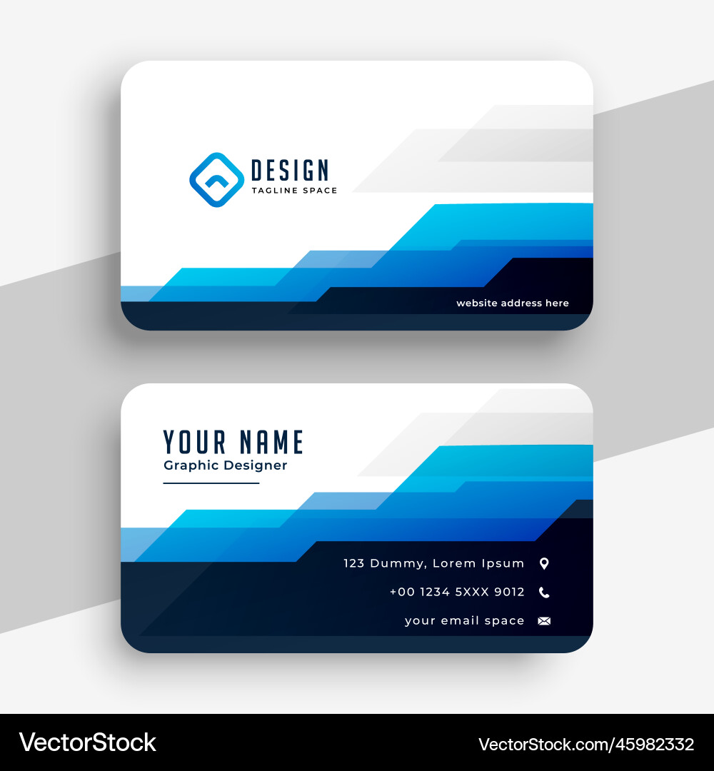 Geometric blue modern business card template Vector Image