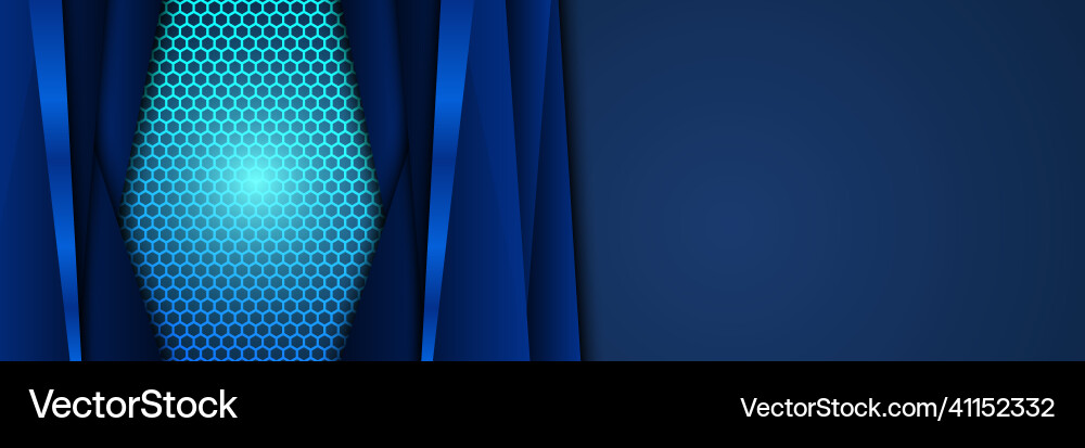 Hexa texture blue abstract geometric wide banner Vector Image