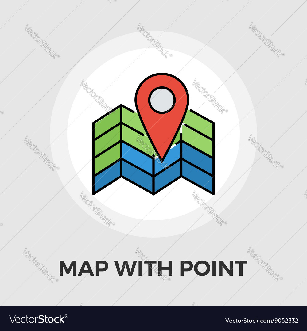 Map with point flat icon Royalty Free Vector Image