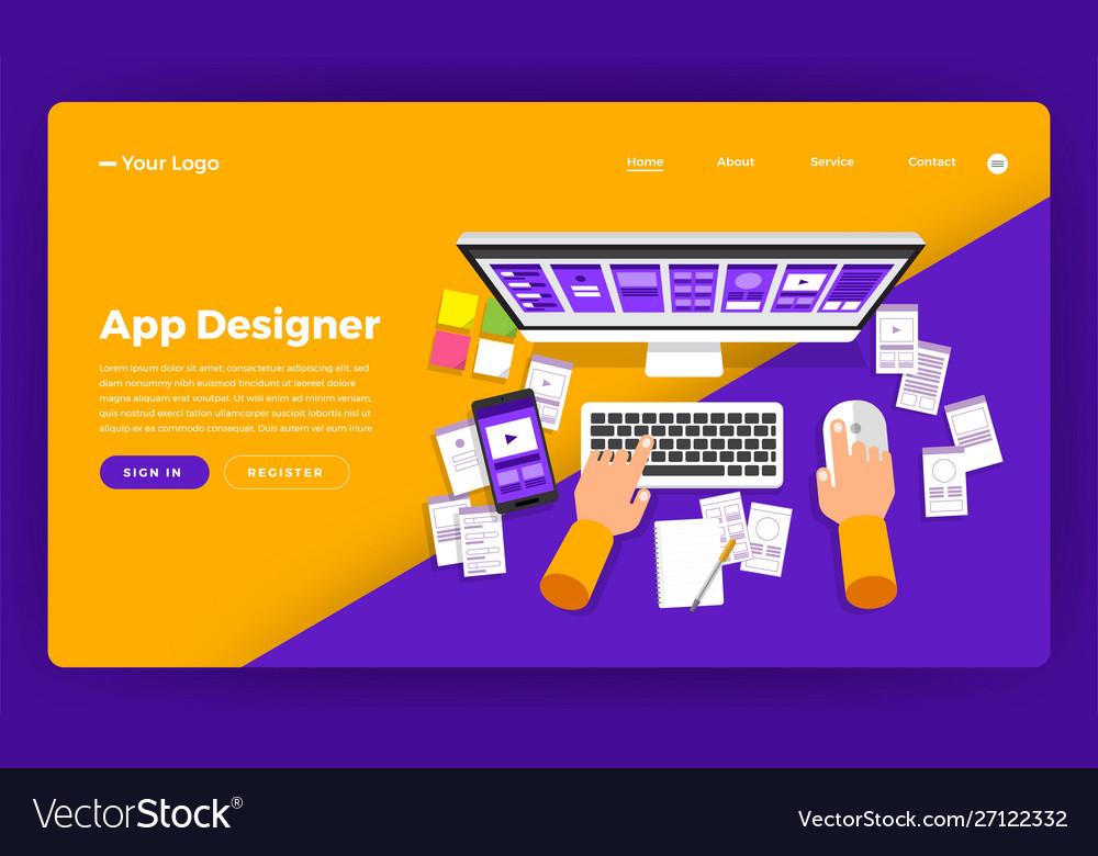 Mock-up design website flat design concept app Vector Image